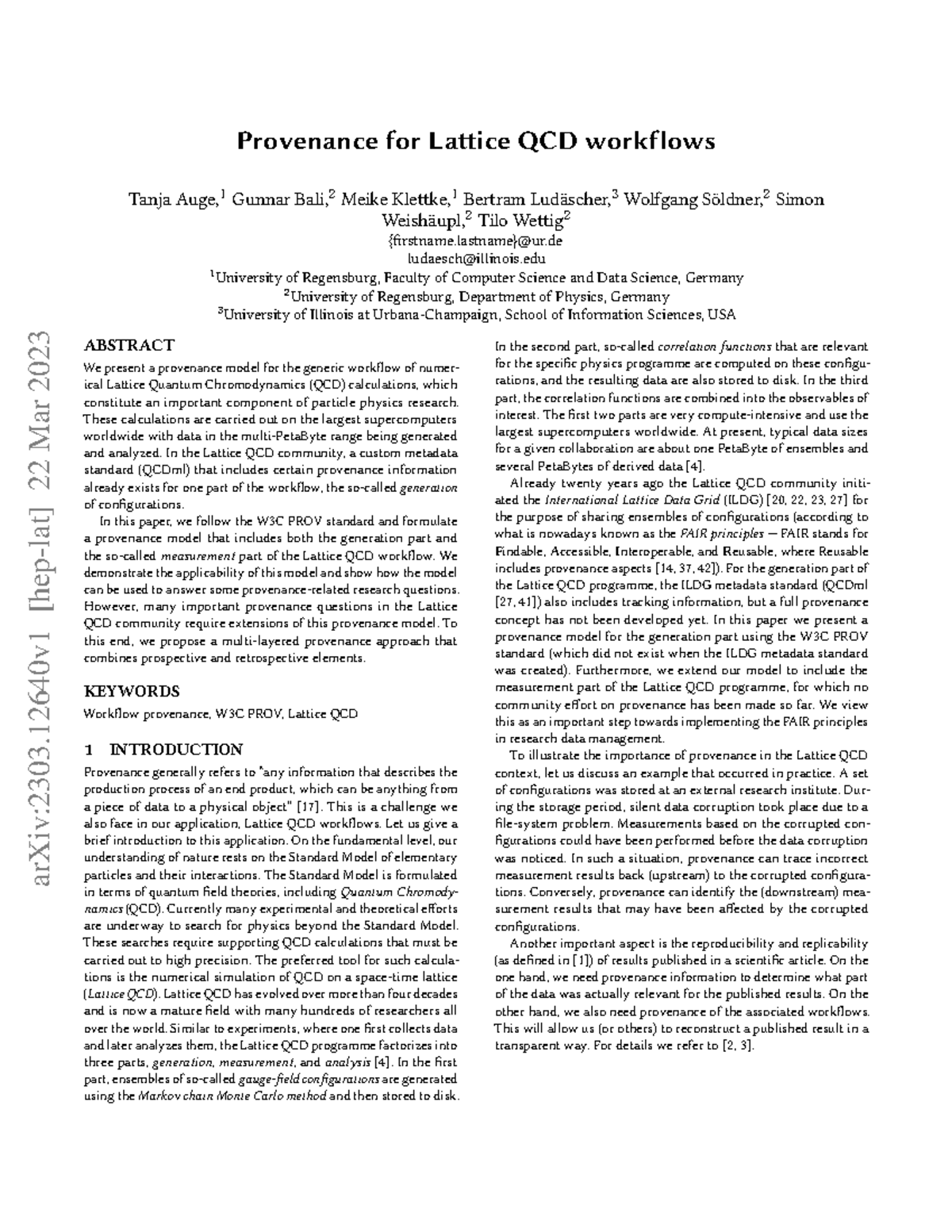 2303 - Computer science 2 - Provenance for La ice QCD workflows Tanja ...