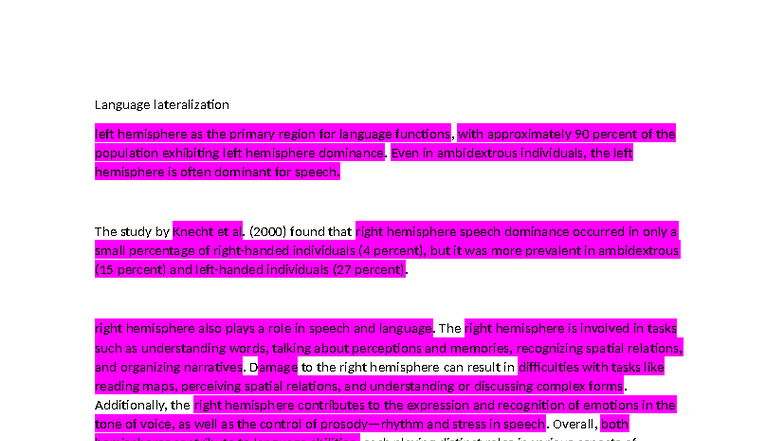 Language Lateralization: Left Hemisphere Dominance in Communication ...
