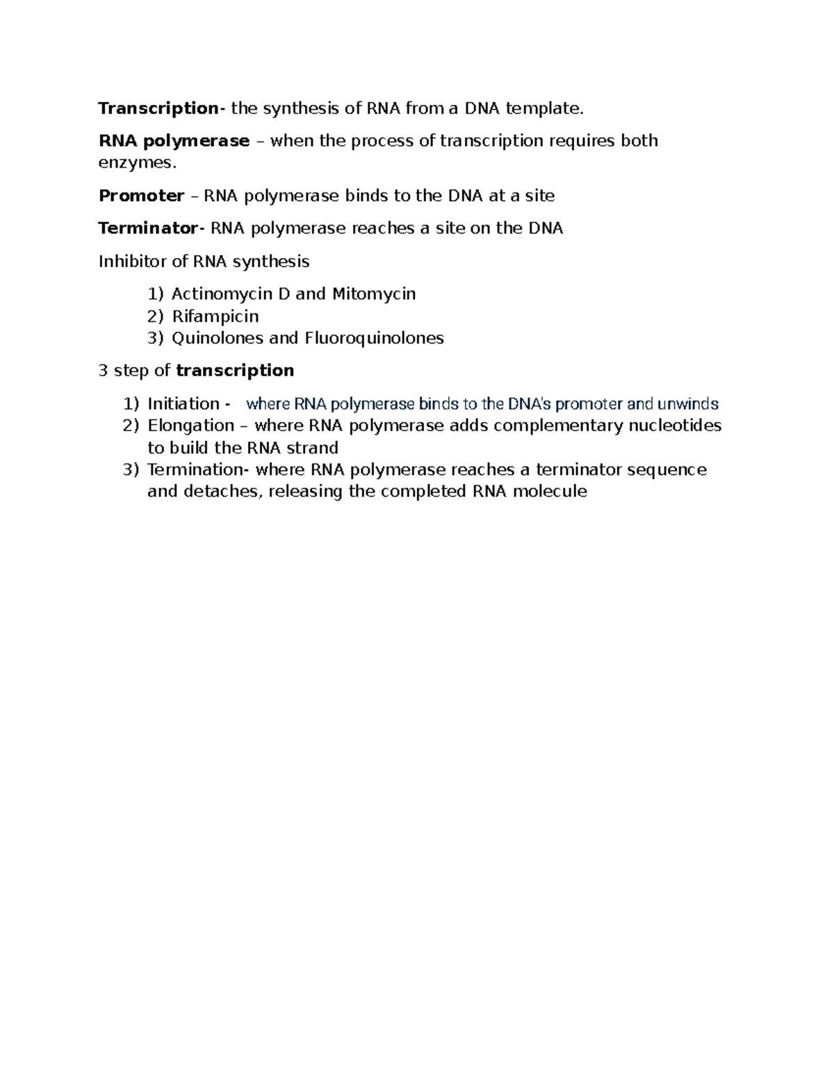 Document 2 - Nakdkd - Transcription- the synthesis of RNA from a DNA ...