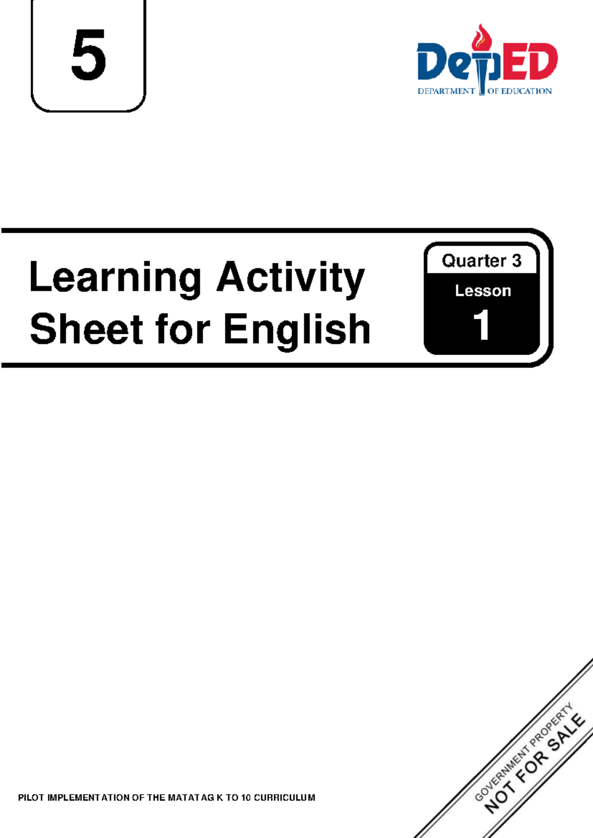 Q3 Learning Activity Sheet for English 5: Lesson 1 (Week 1) - Studocu