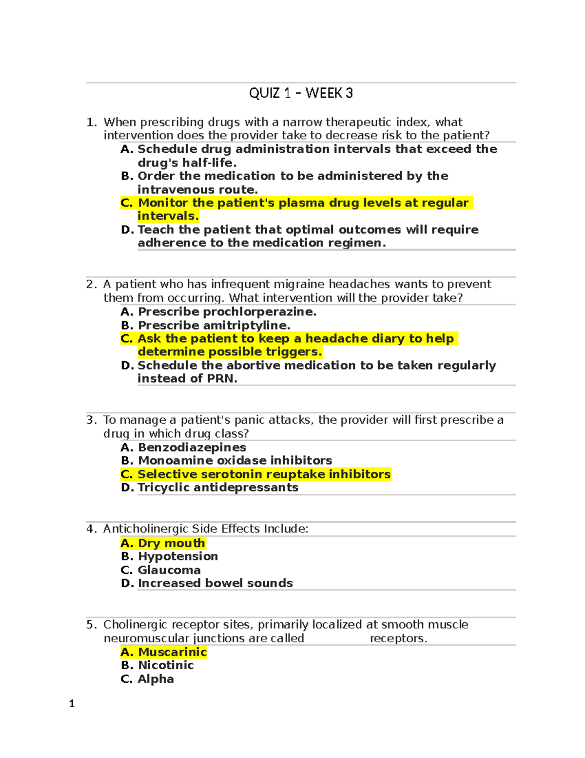 YSU MOD 3 QUIZ 1: Advanced Pharmacology Questions and Answers - Studocu