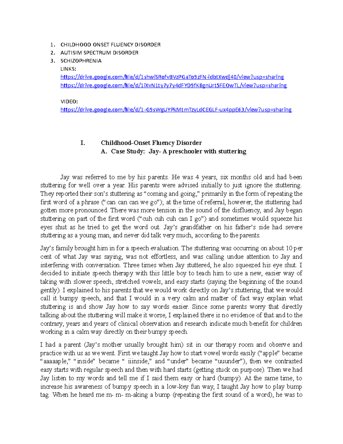 Case Study Studoc - example case studies - CHILDHOOD ONSET FLUENCY ...