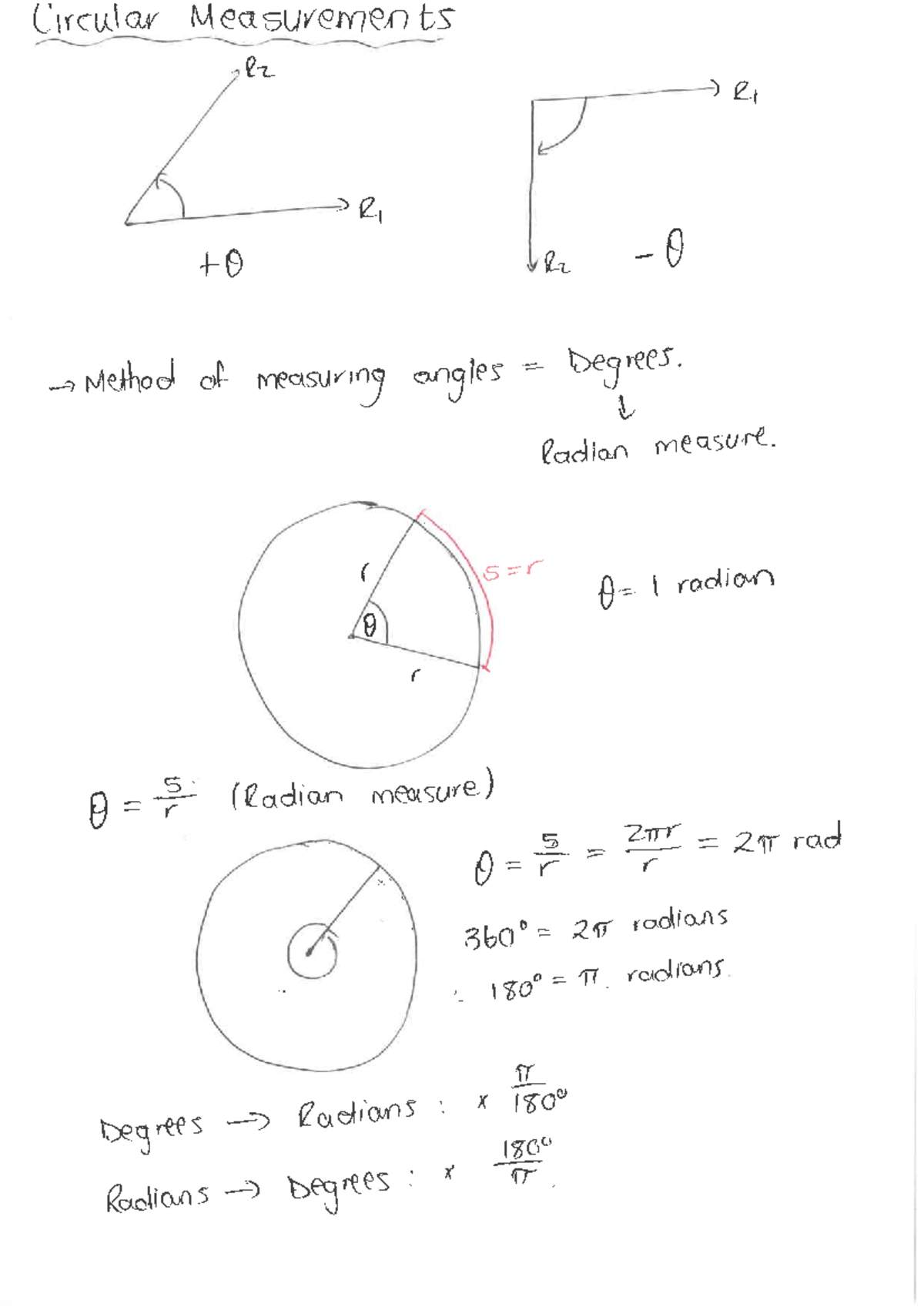 Circular Measurements: Angles, Radians, and Arc Lengths (MATH101) - Studocu