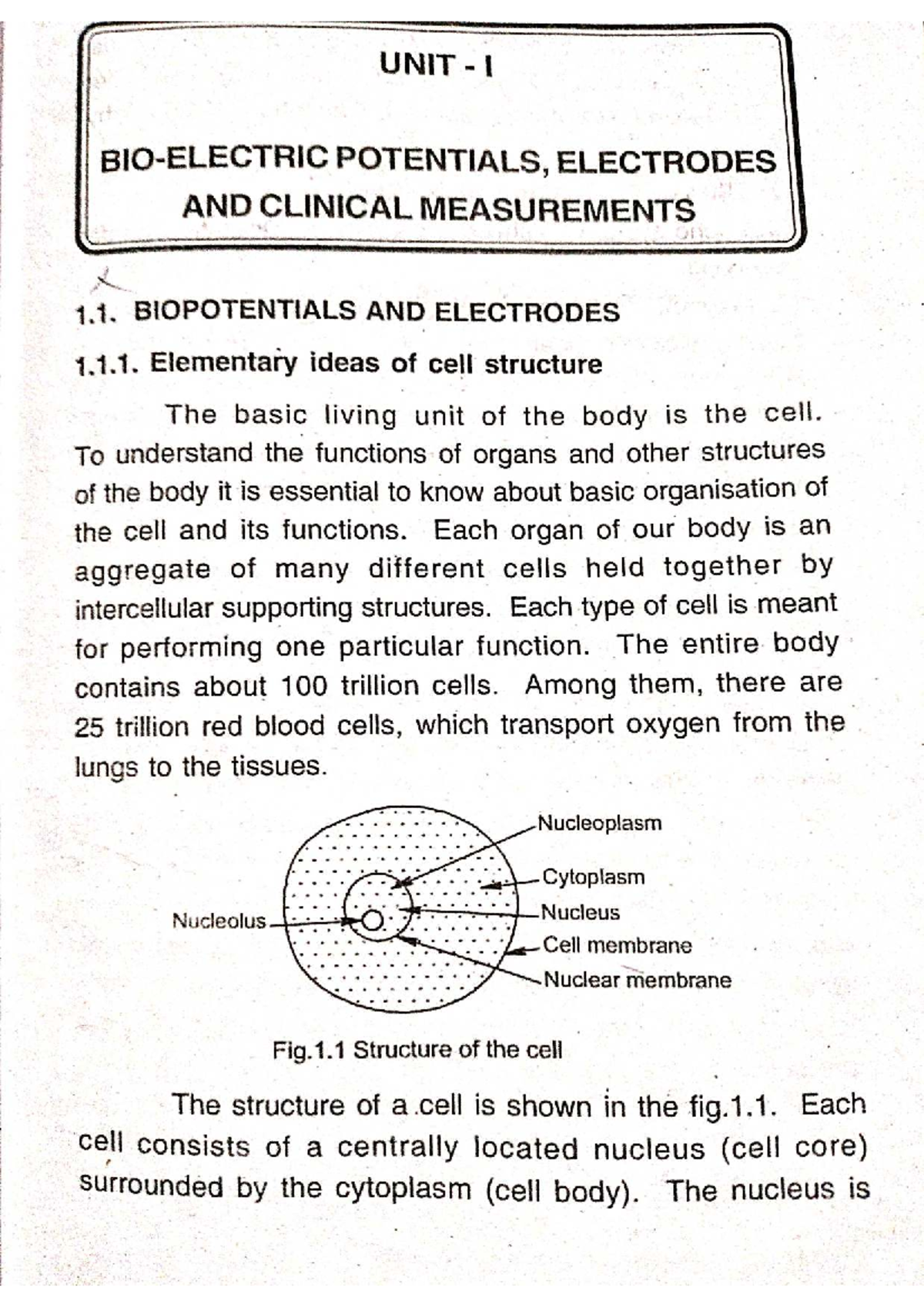 UNIT I: BIOPOTENTIALS, ELECTRODES & CLINICAL MEASUREMENTS - Studocu