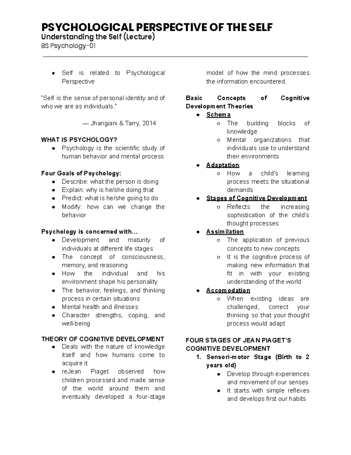 Psychological Perspective of the Self - Understanding the Self (Lecture ...