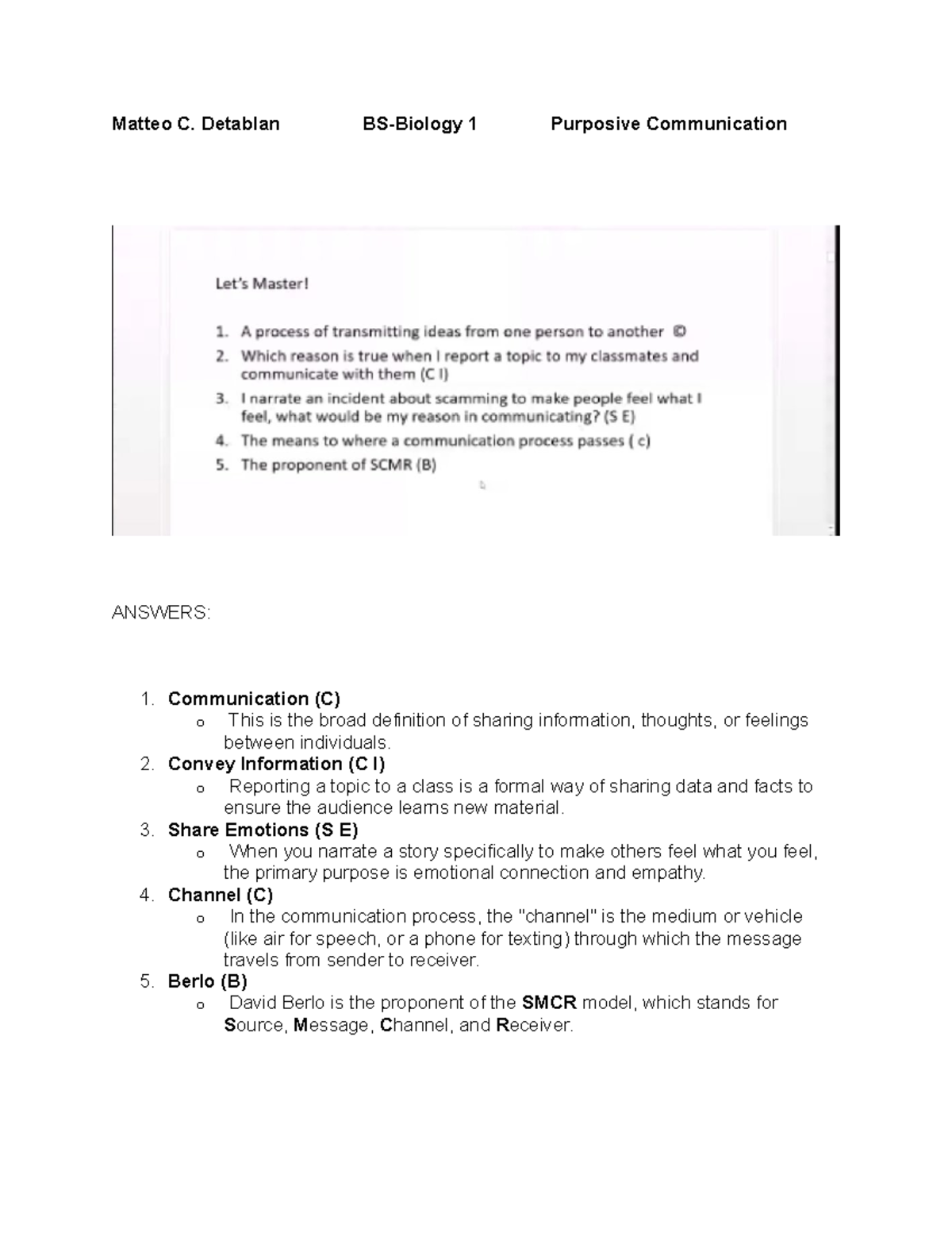 Purposive Communication Act-1: Key Concepts and Answers - Studocu
