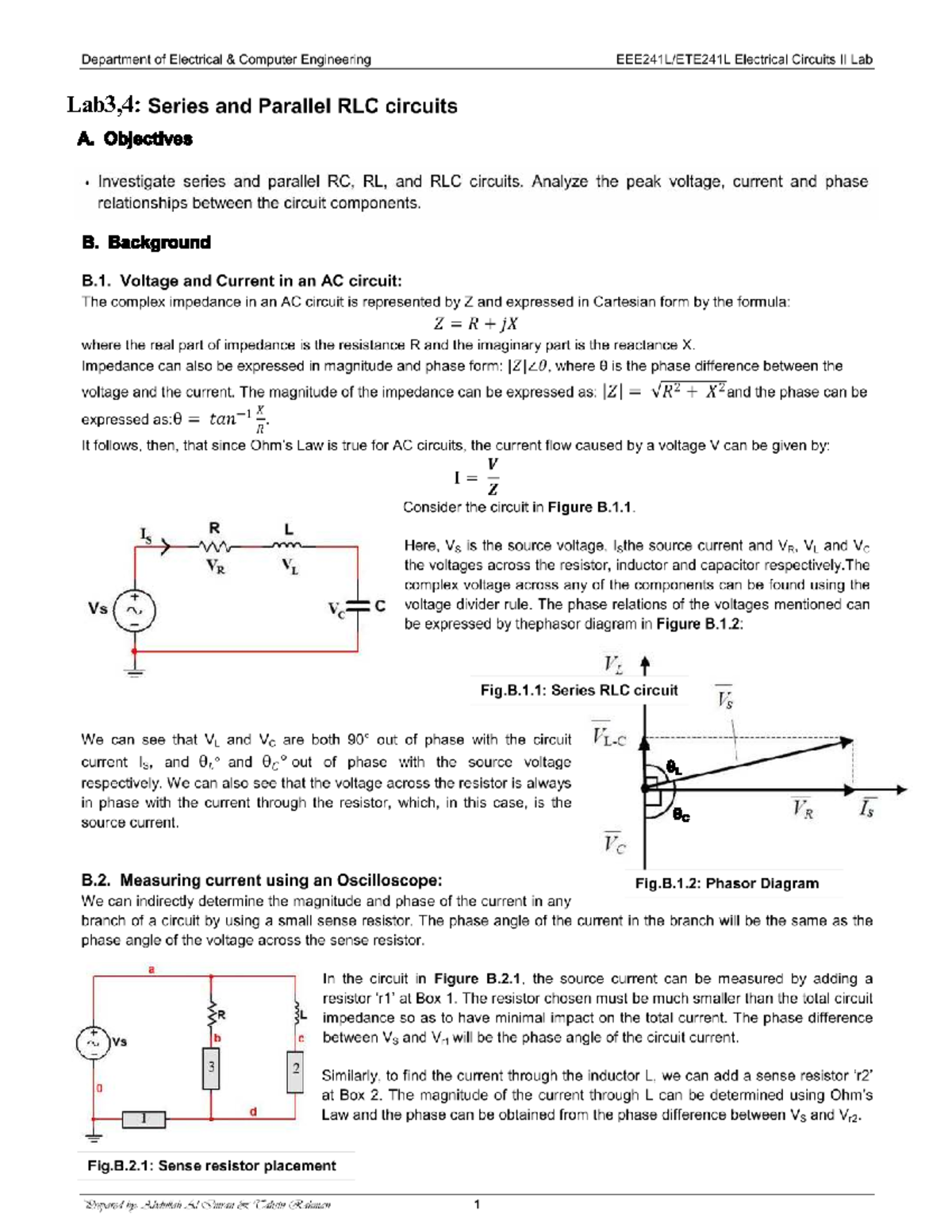 Electrical Circuits II Lab (ECE 202) - Experiment 4: Parallel RLC ...
