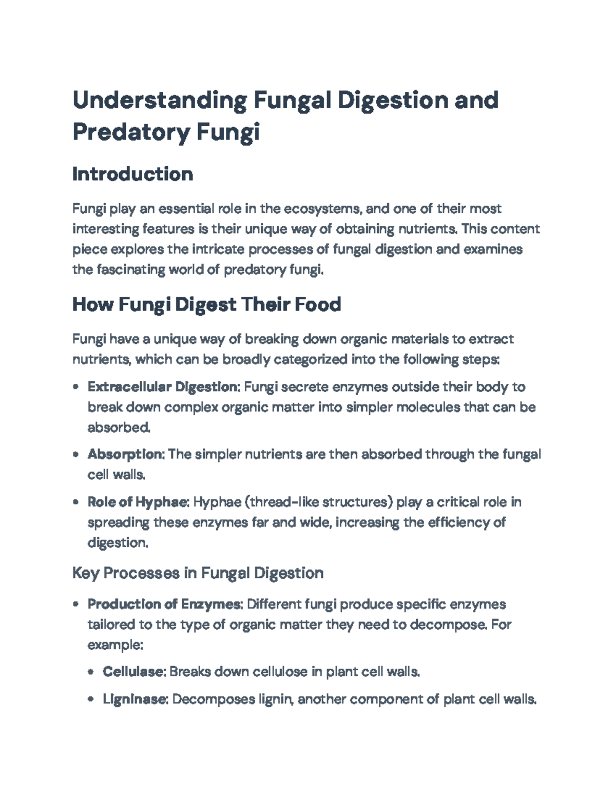 Understanding Fungal Digestion and Predatory Behaviors in Ecology ...