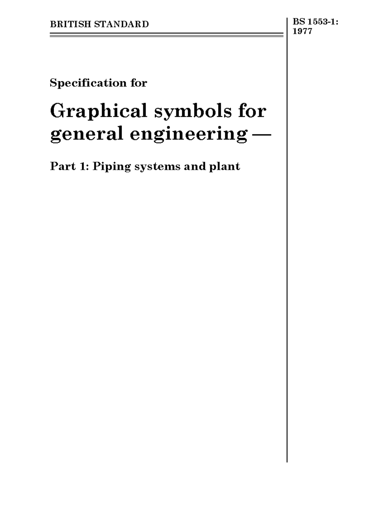 BS 1553: Graphical Symbols for Piping Systems and Plant - Studocu