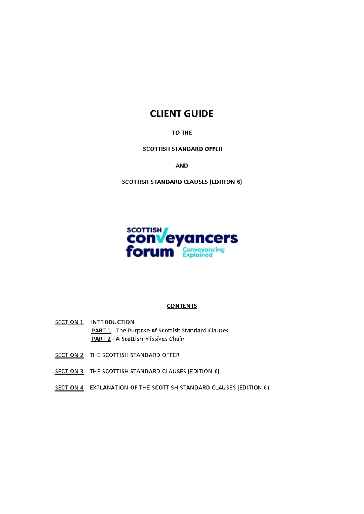 Client Guide to Scottish Standard Clauses (Edition 6) - Studocu