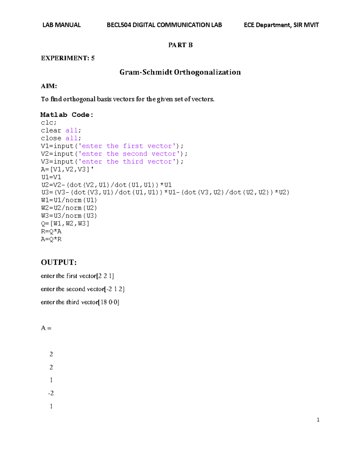 BECL504 Digital Communication Lab Manual: Part B Programs - Studocu
