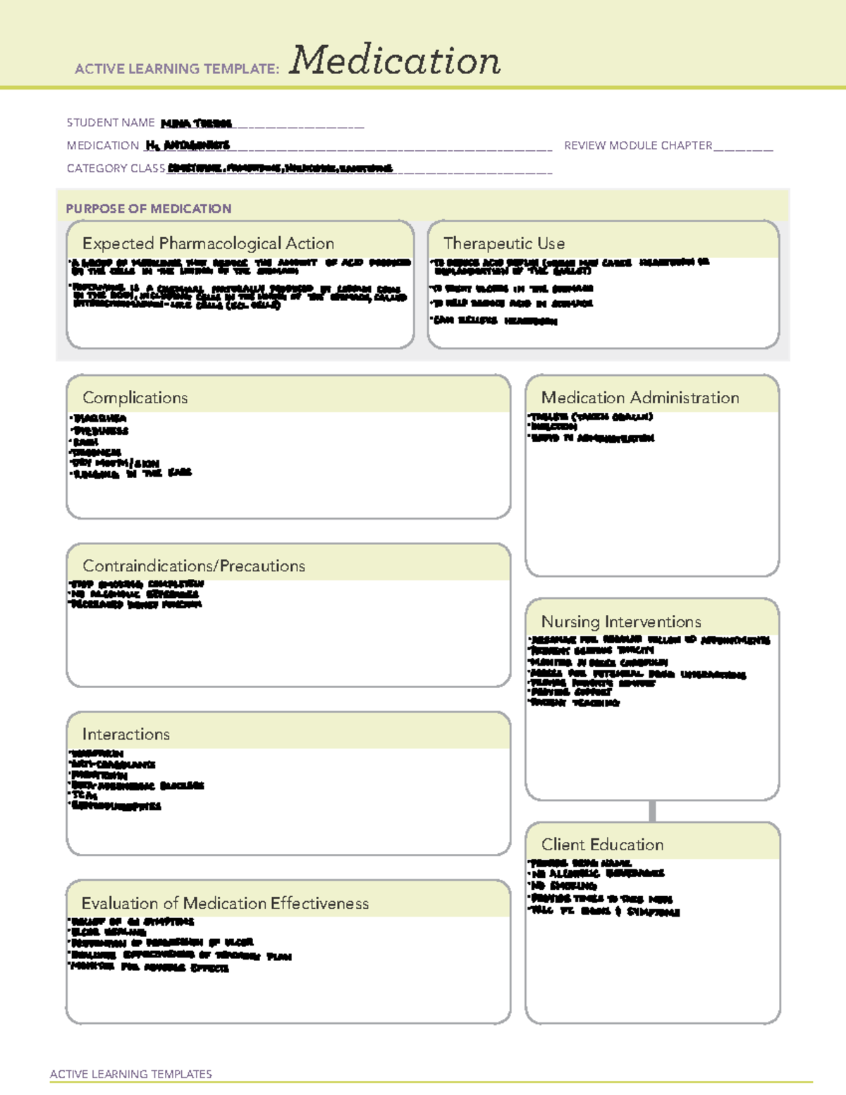 H2 Antagonist and PPI Medication Review - ATI Templates - Studocu