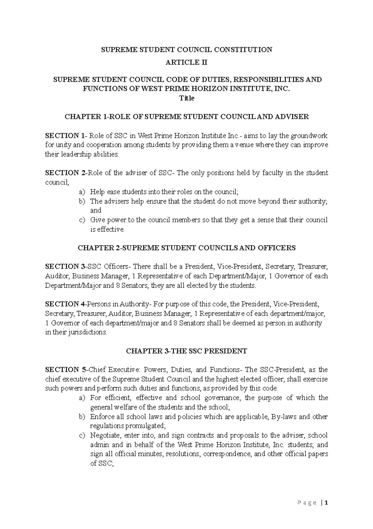 BTVTEd SSC Code of Duties, Responsibilities & Functions 2022-2023 - Studocu