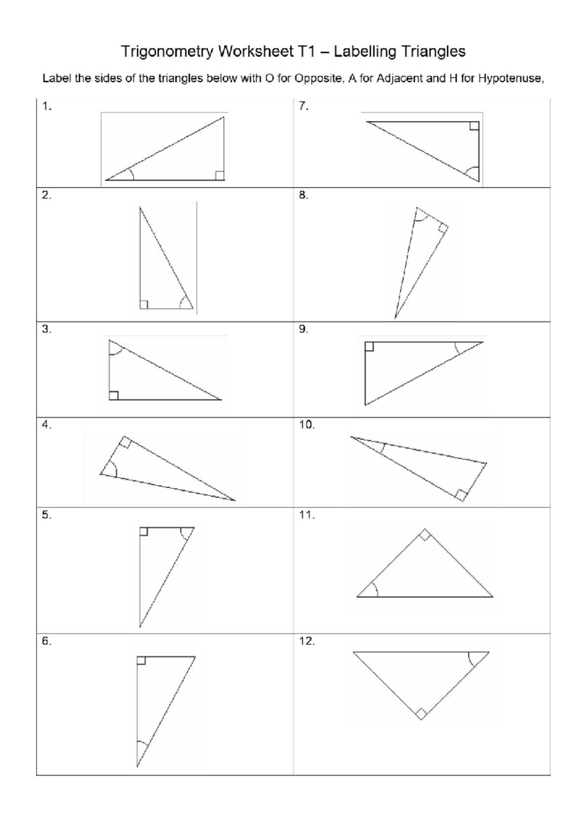 Trigonometry Worksheet T1-T4: Sides & Angles Practice - Studocu