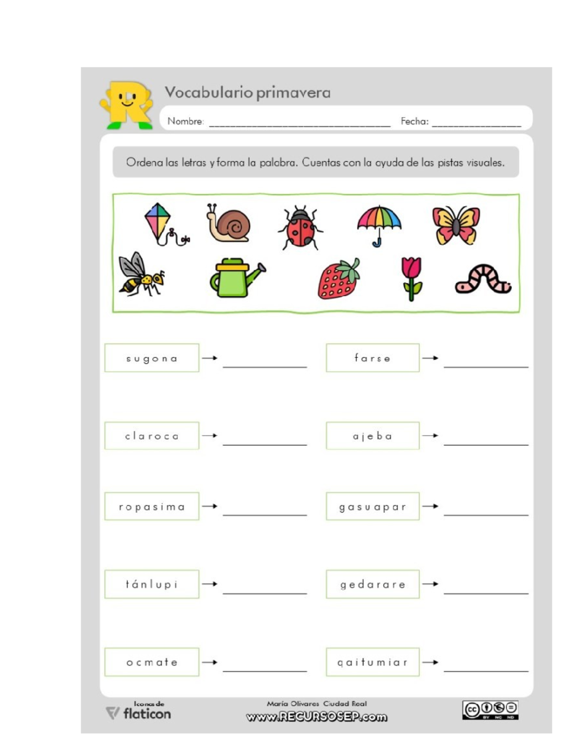 Vocabulario y Actividades de Verano - Curso: Lectoescritura - Studocu