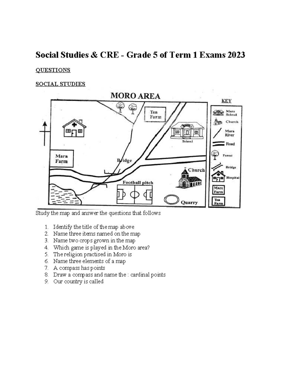 Social Studies CRE Grade 5 Term 1 Exam Questions 2023 - Studocu