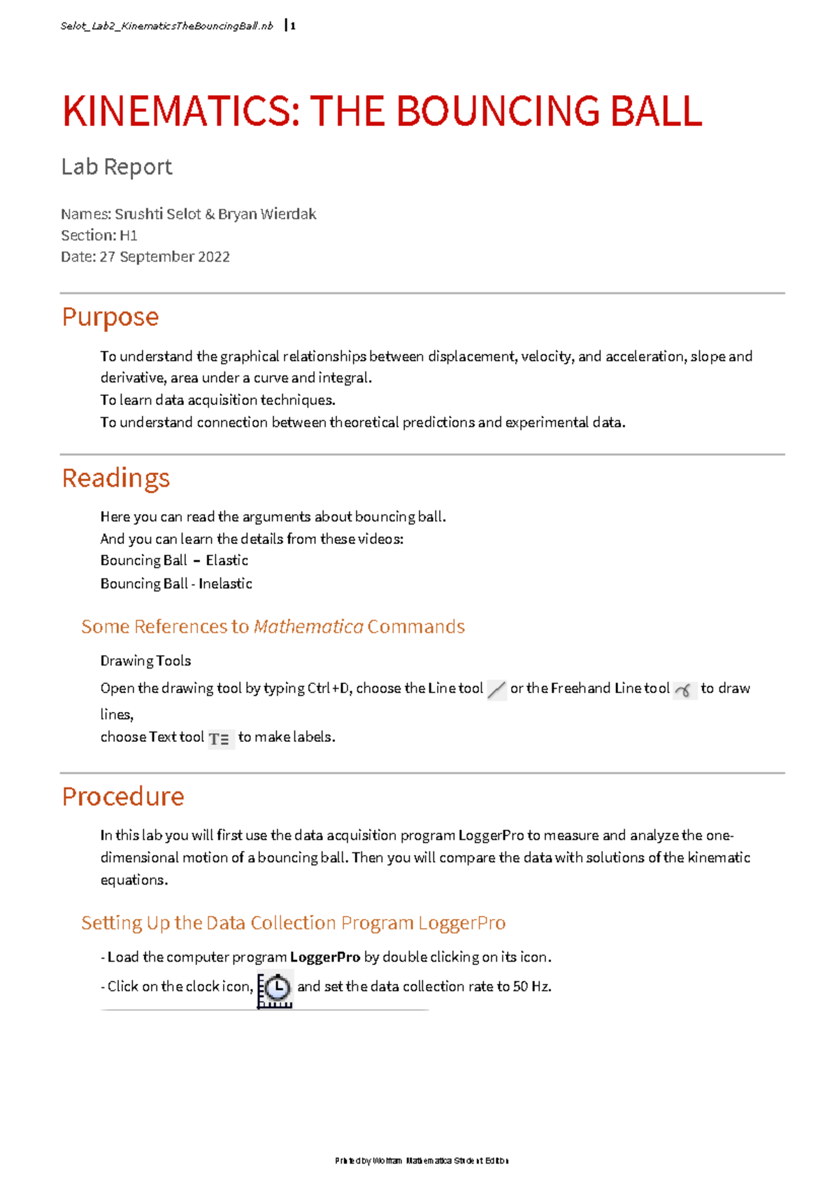 SEL 275 Lab Report: Kinematics of the Bouncing Ball Experiment - Studocu