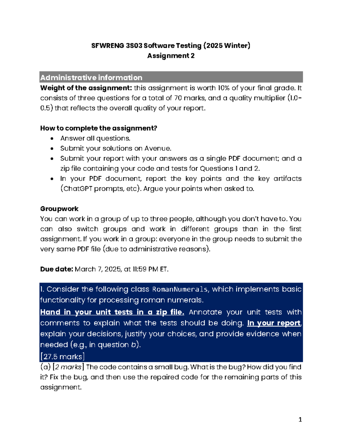 Sfwreng 3S03 Software Testing Assignment 2 - 2025 - SFWRENG 3S03 ...