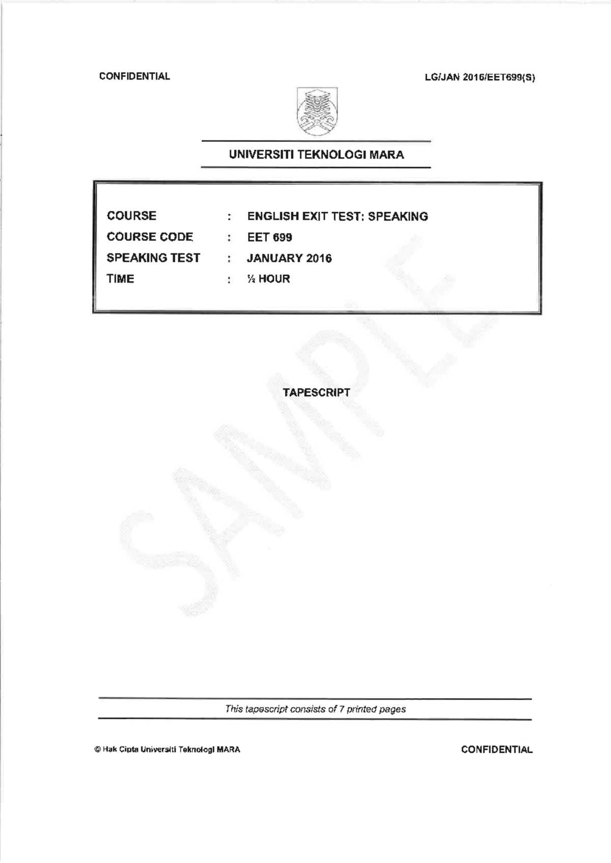 Sampe of EET Speaking - English Exit Test - Law - Studocu