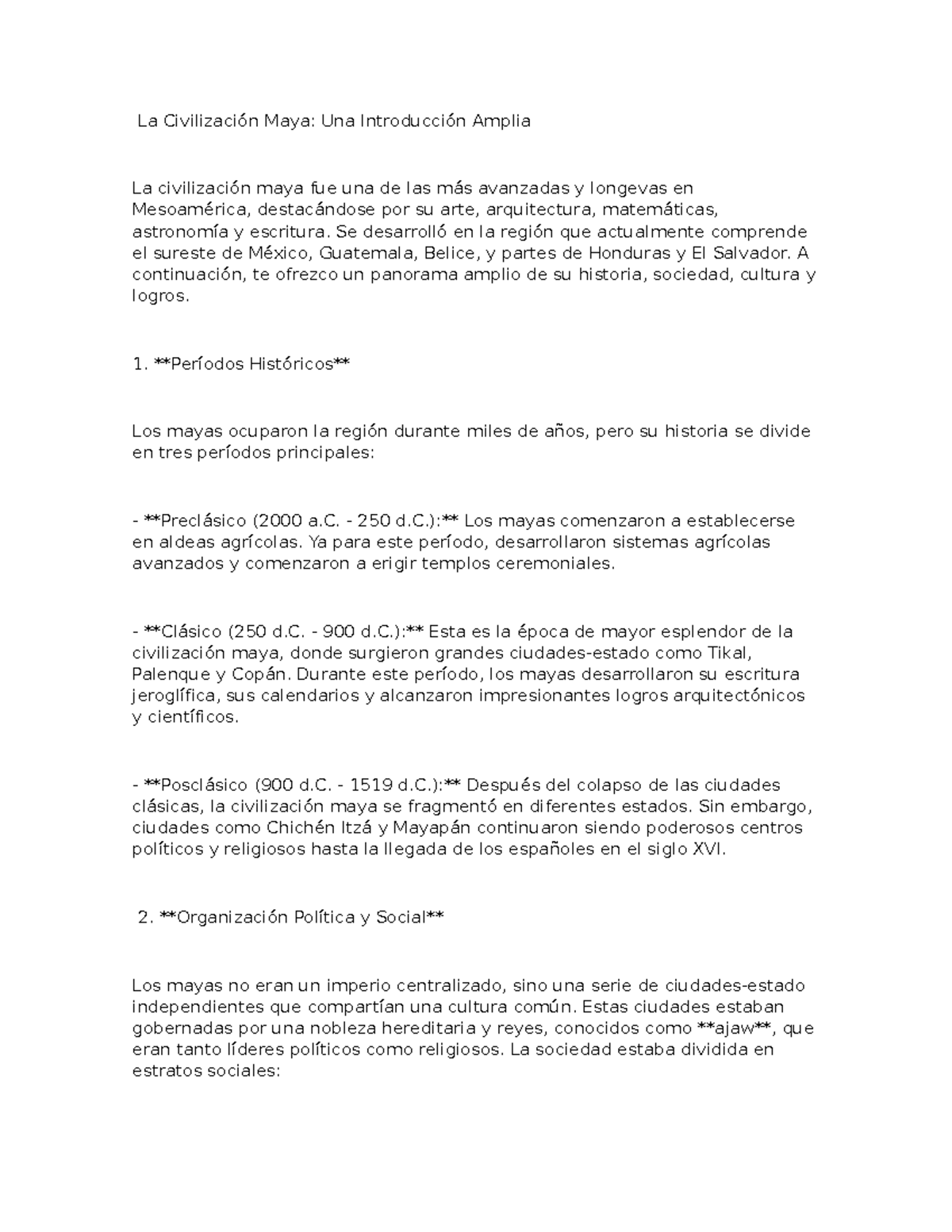 Introducción a la Civilización Maya: Historia y Logros Clave - Studocu