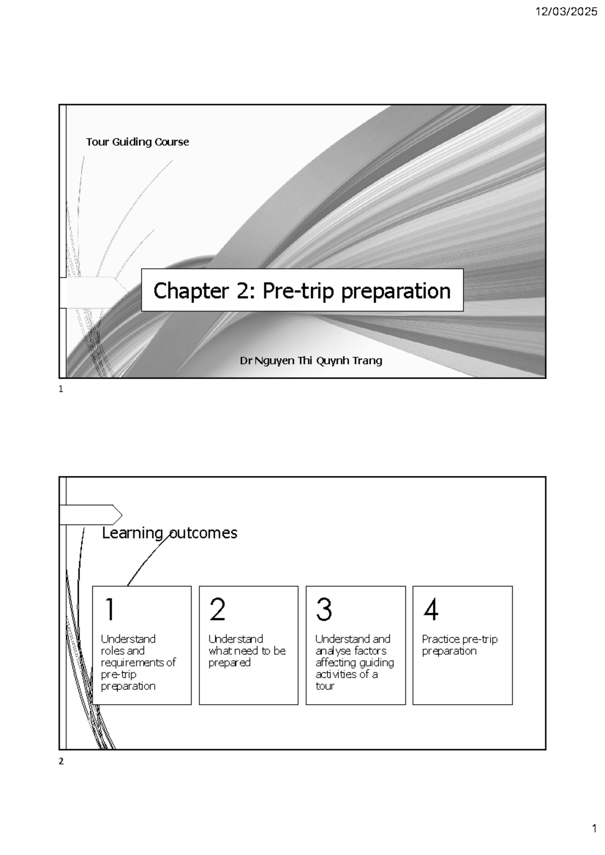 Tour Guiding Course CH2: Pre-trip Preparation Essentials - Studocu