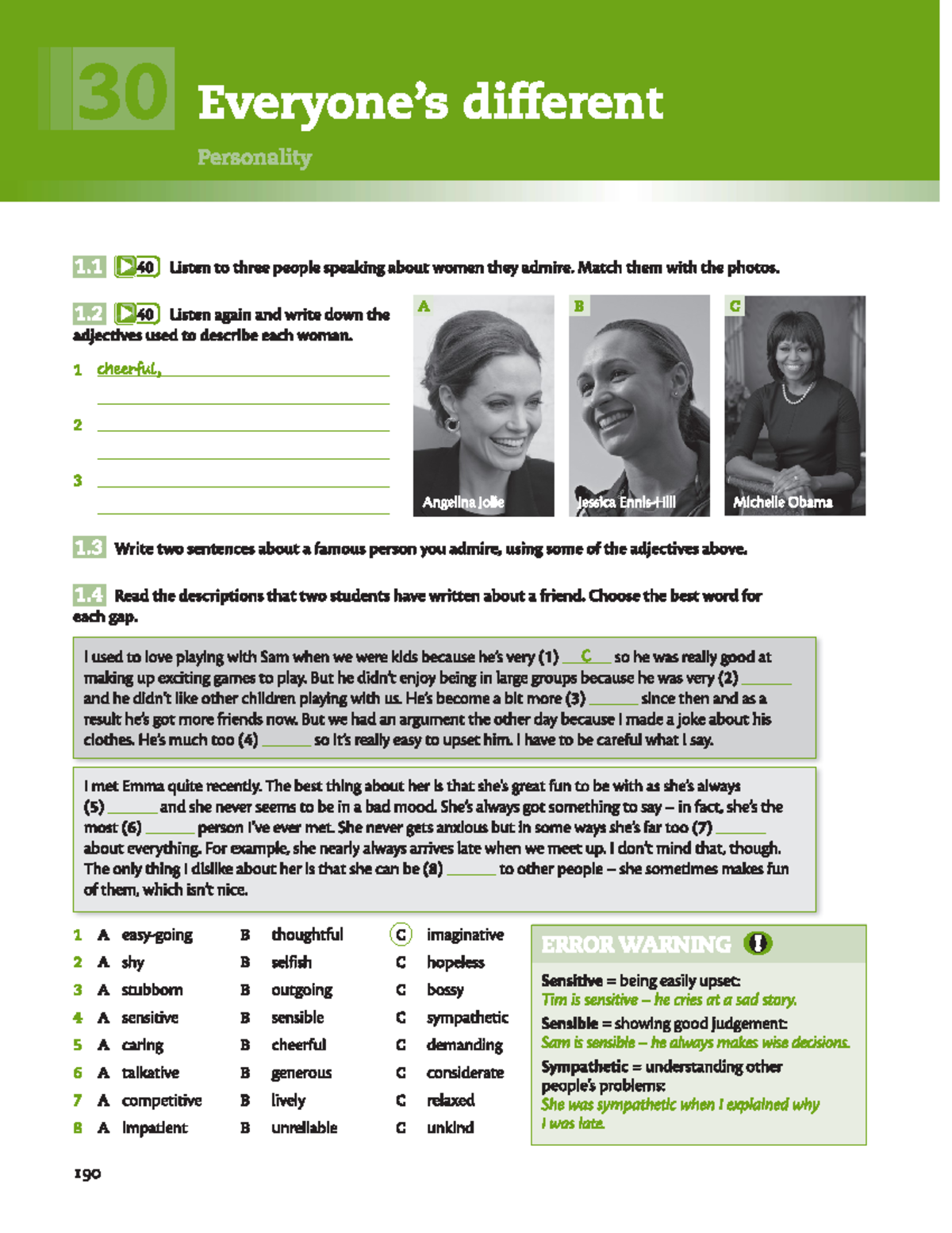 Personality Adjectives & Descriptions: Exercises and Examples - Studocu
