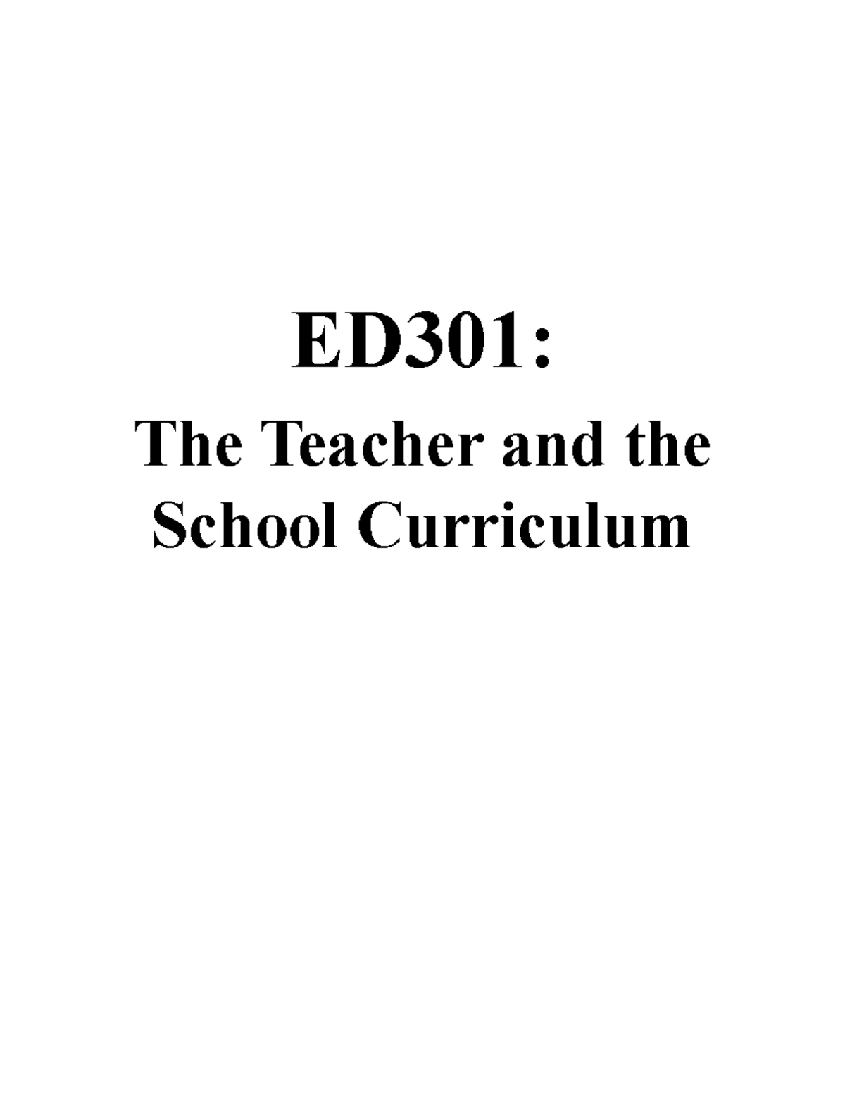 ED301: Curriculum Development Process with Sample Lesson Plans - Studocu