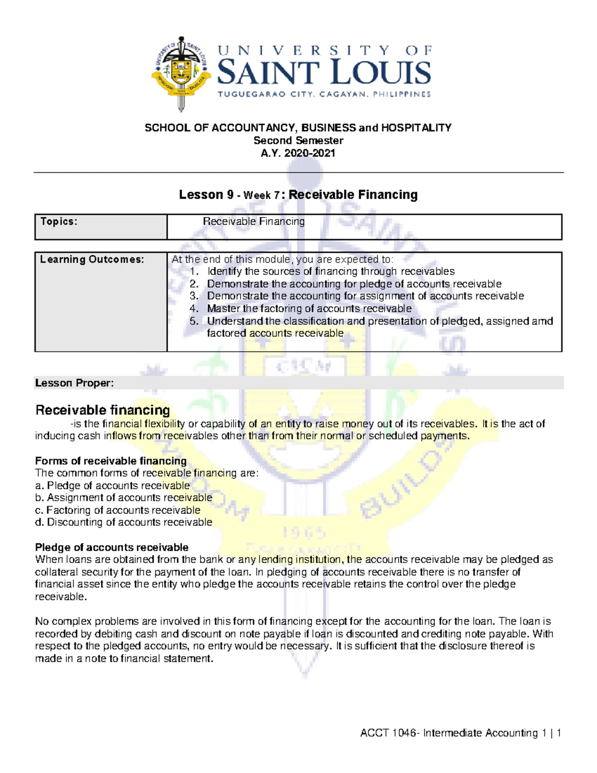 Investment in Debt Securities - ReSA - THE REVIEW SCHOOL OF ACCOUNTANCY ...