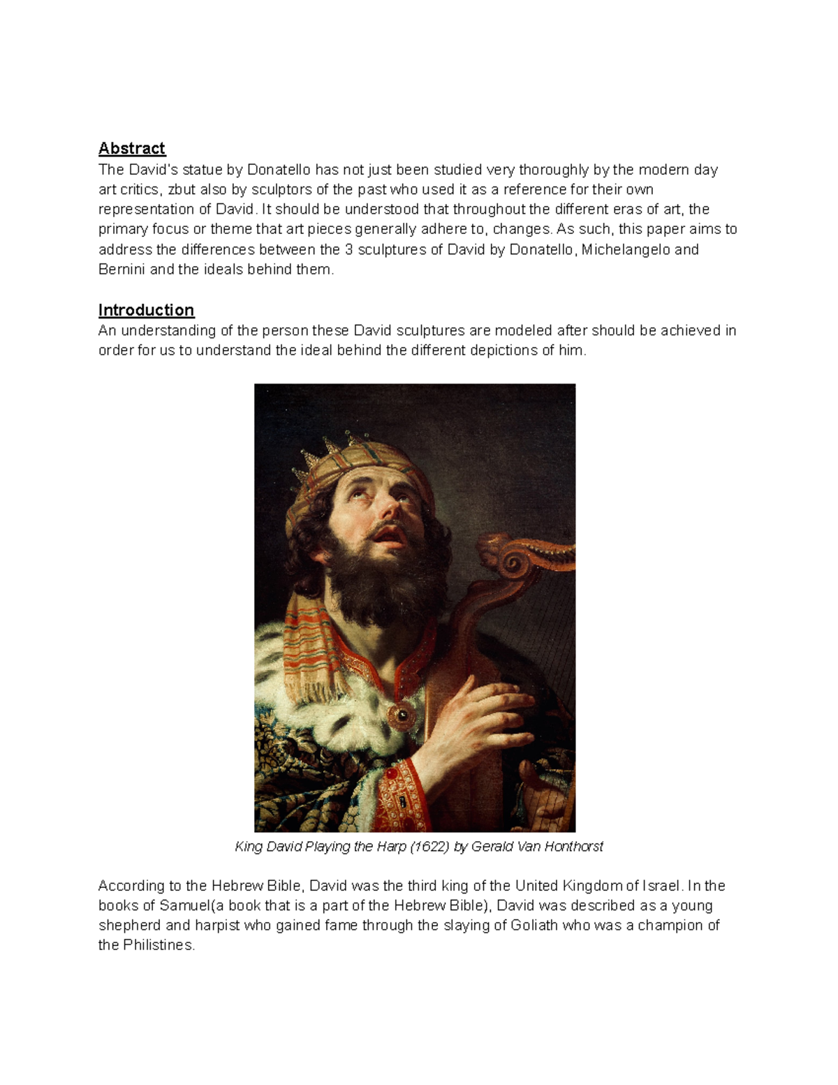 AR2225 Analysis of the Three David Sculptures: Donatello, Michelangelo ...
