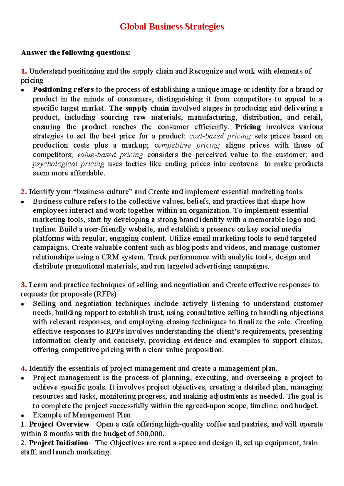 Global Business Strategies Notes - BBB - Studocu