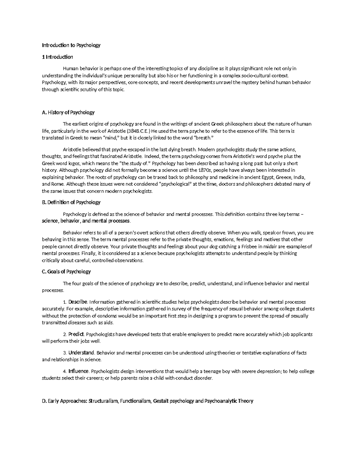 Introduction to Psychology 1: Exploring Human Behavior and Its ...