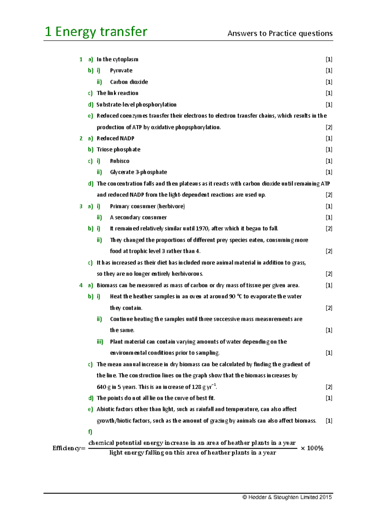 AQA A Level Biology 2 Chapter 1 Practice Question Answers - Studocu