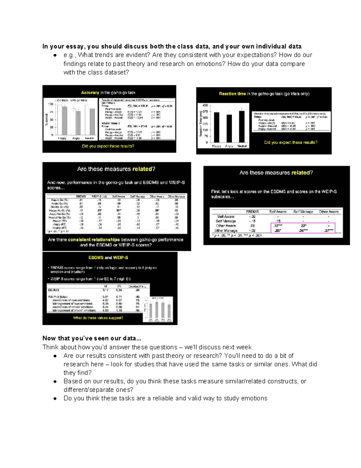 Class Data - Emotions: Analysis & Insights for Essay - Studocu
