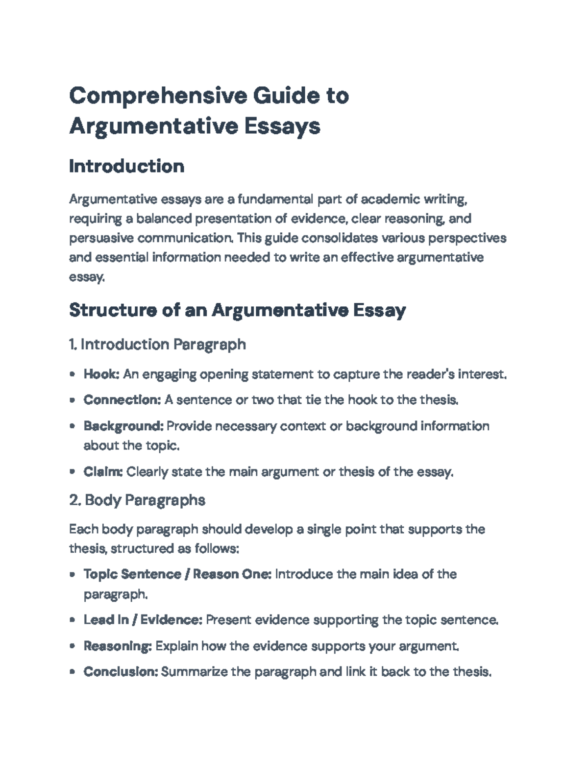 Argumentative Essay Writing Guide: Structure & MLA Formatting ...