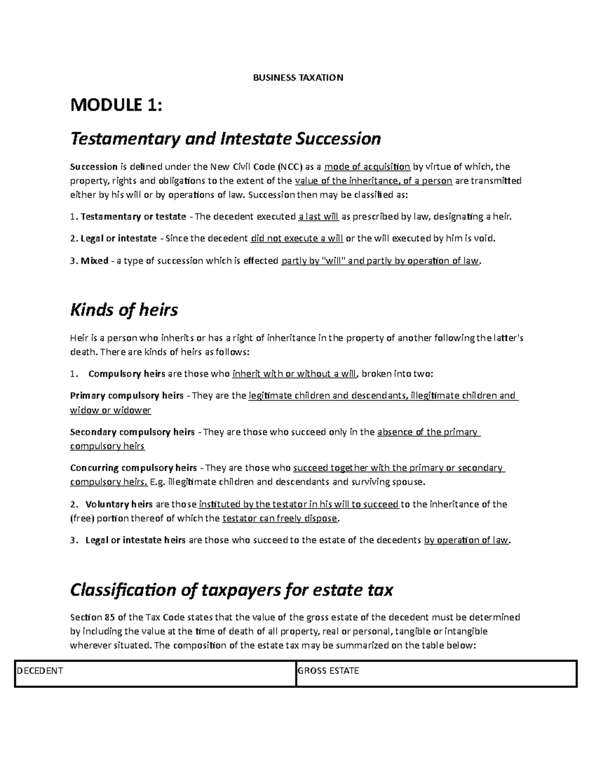 Estate-Tax-Reviewer LECTURE NOTES - Sem 2022 INSTITUTE OF ACCOUNTS ...