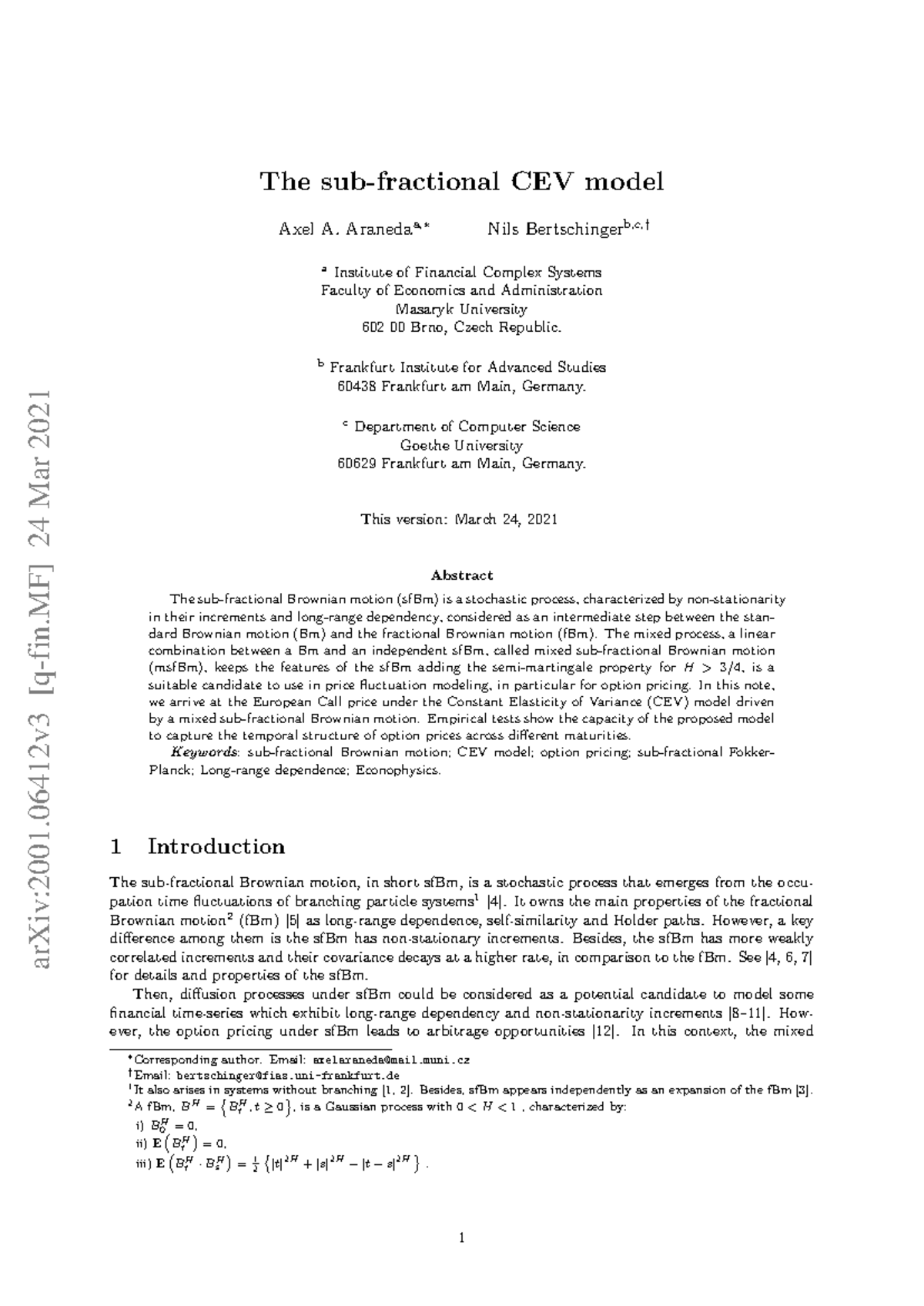 CEV Model Analysis: Mixed Brownian Motion and Option Pricing - Studocu