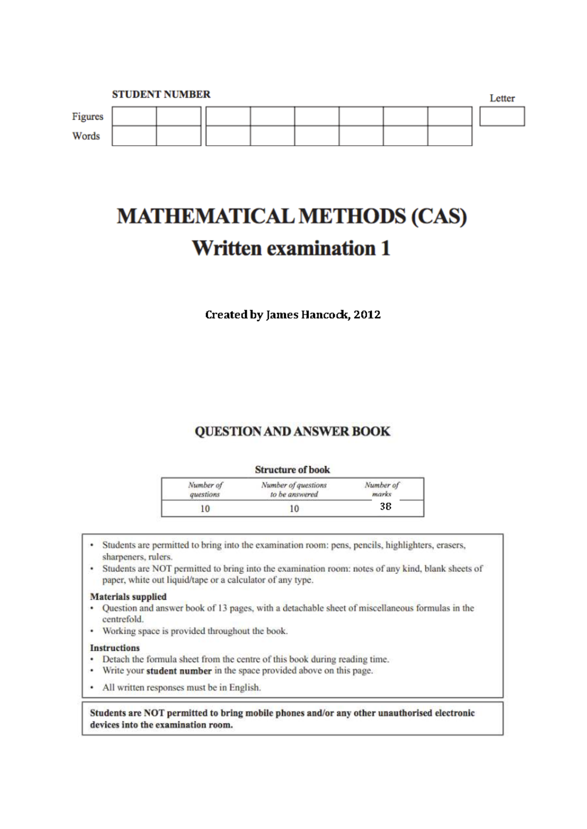MATH 101 - 2012 Final Exam Solutions by James Hancock - Studocu