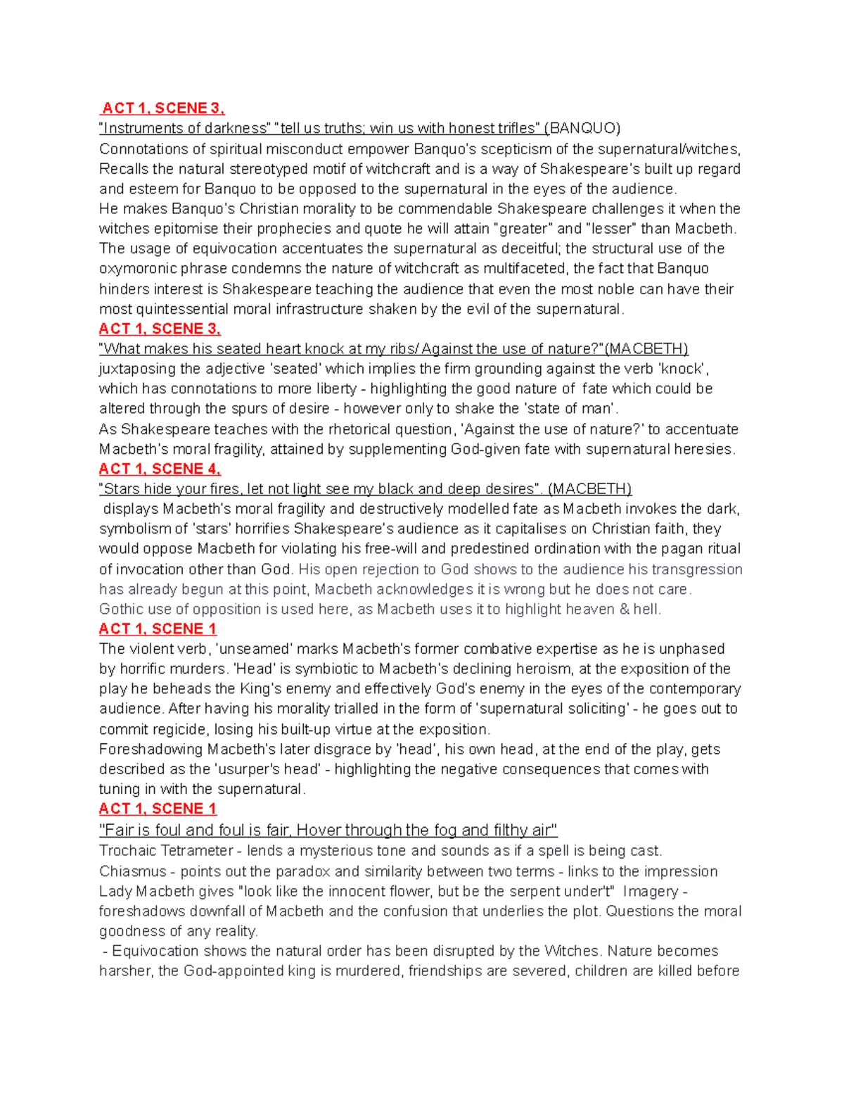 Macbeth analysis - ACT 1, SCENE 3, “Instruments of darkness” “tell us ...