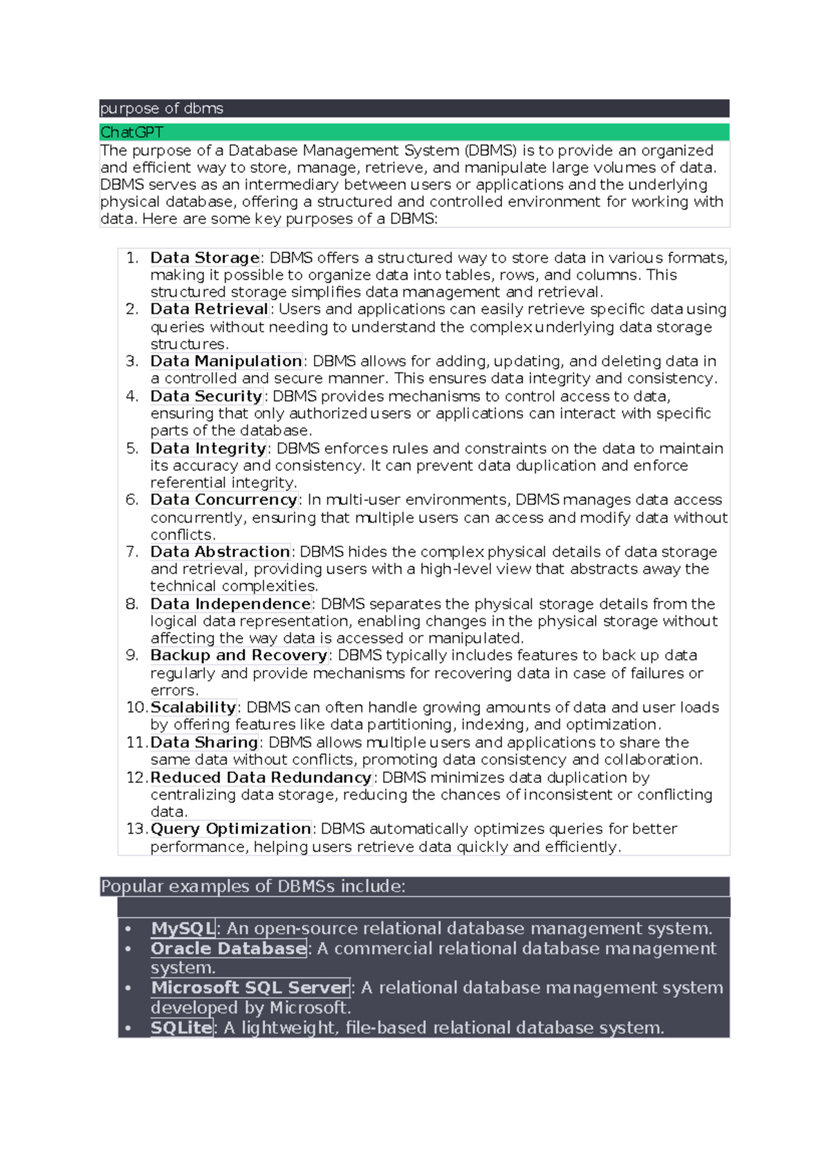 DBMS Unit 1: Key Purposes and Data Abstraction Levels - Studocu