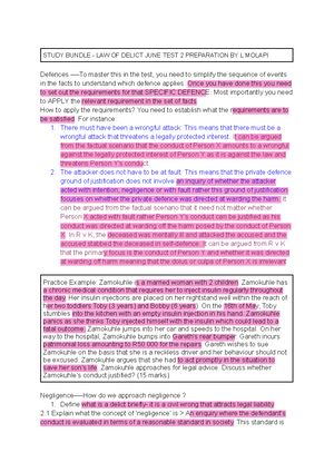 UJ - Law of Delict - Studocu