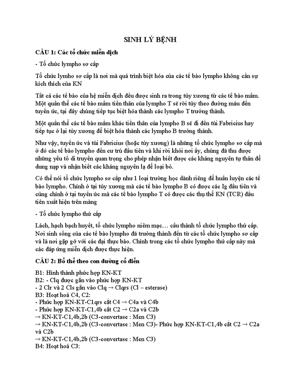 SINH LÝ BỆNH: Các Tổ Chức Miễn Dịch và Rối Loạn Đái Tháo Đường - Studocu