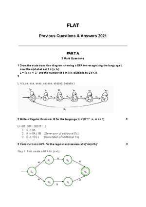 FLAT QP December 2023 - Question paper - FLAT Solved QP (December 2023) Draw transition diagram ...