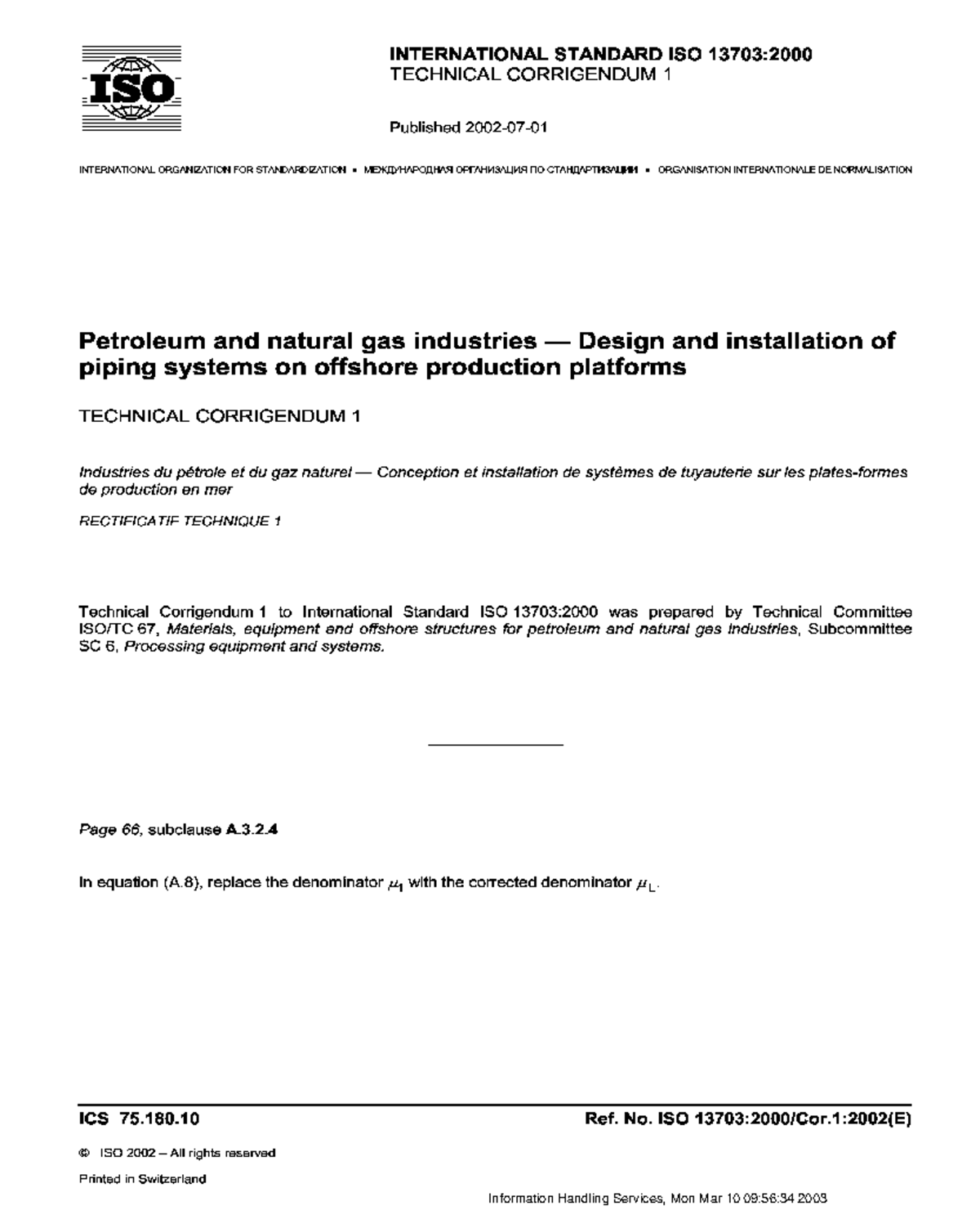 ISO-13703 - MATERIALES - PROCESOS DE FABRICACION - Studocu