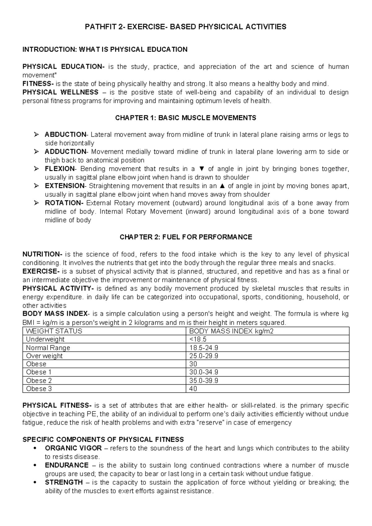 Pathfit-2: Exercise-Based Physical Activities and Fitness Principles ...