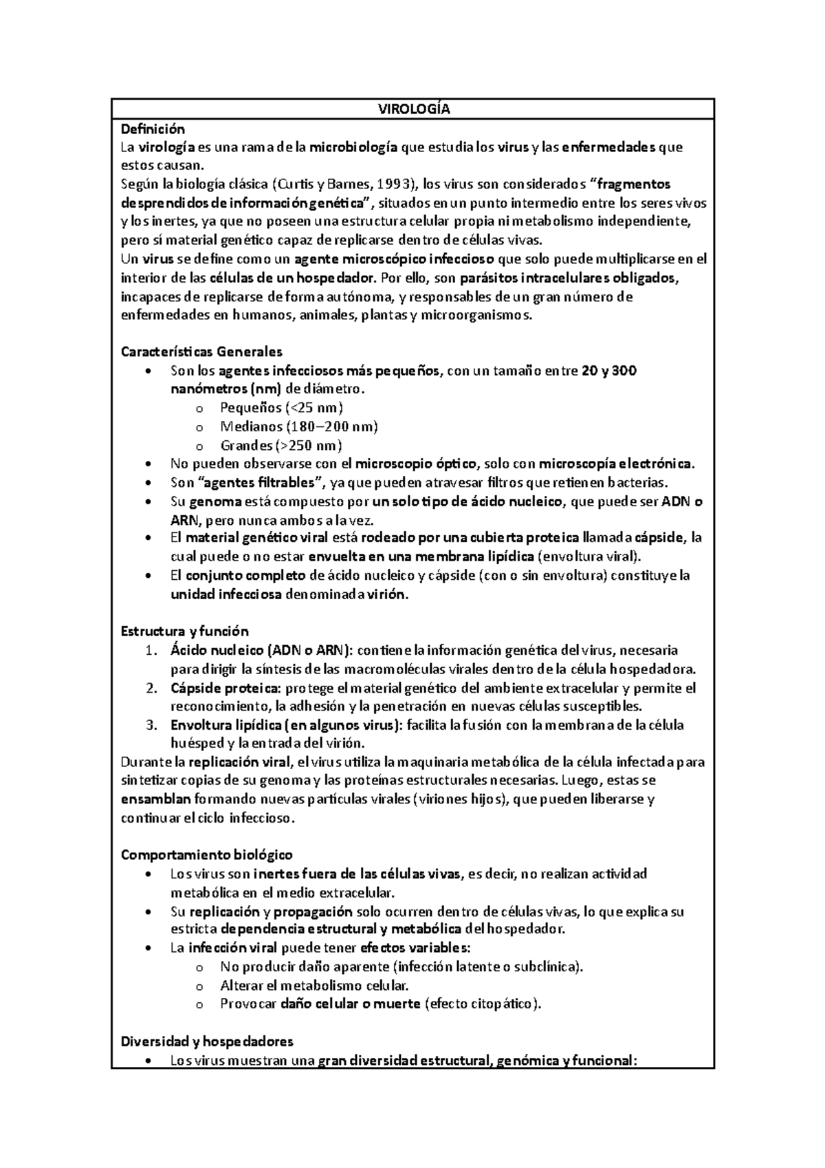 Resumen de Virología: Definición, Estructura y Replicación Viral - Studocu