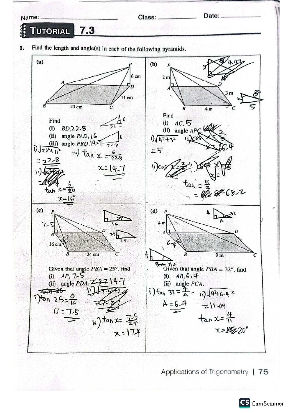 Applications of Trigonometry: Tutorial 7.3 (CS) - Studocu