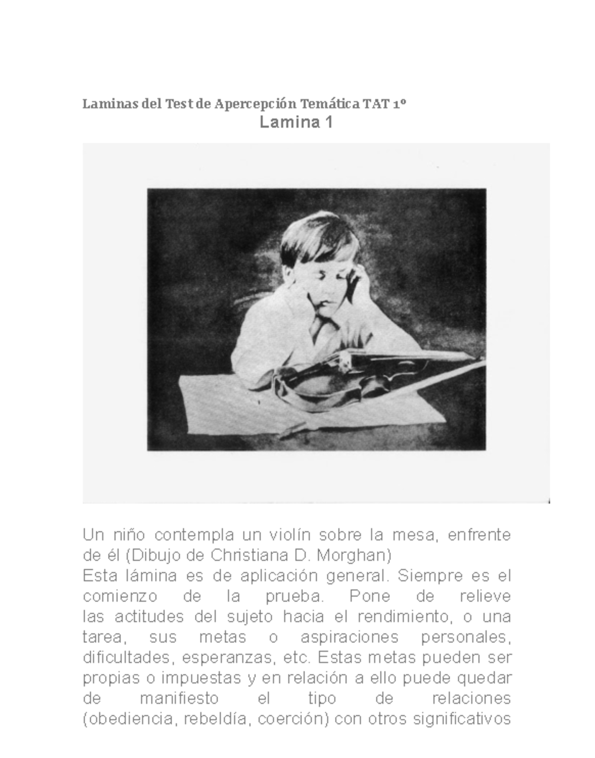 Guía Completa de Laminas del Test de Apercepción Temática TAT - Studocu