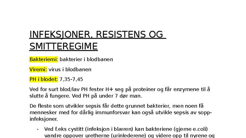 INFEKSJONER OG RESISTENS: Bakteriemi, Viremi og Sepsis Sykdomslære ...