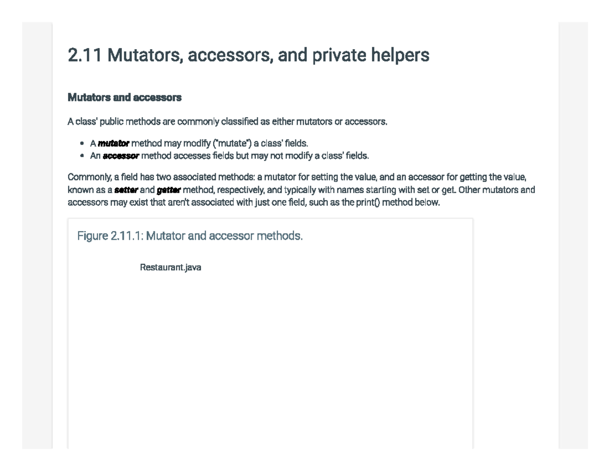 IT 145 Week 2 Module 2.11: Zybooks on Mutators, Accessors, and Helpers ...