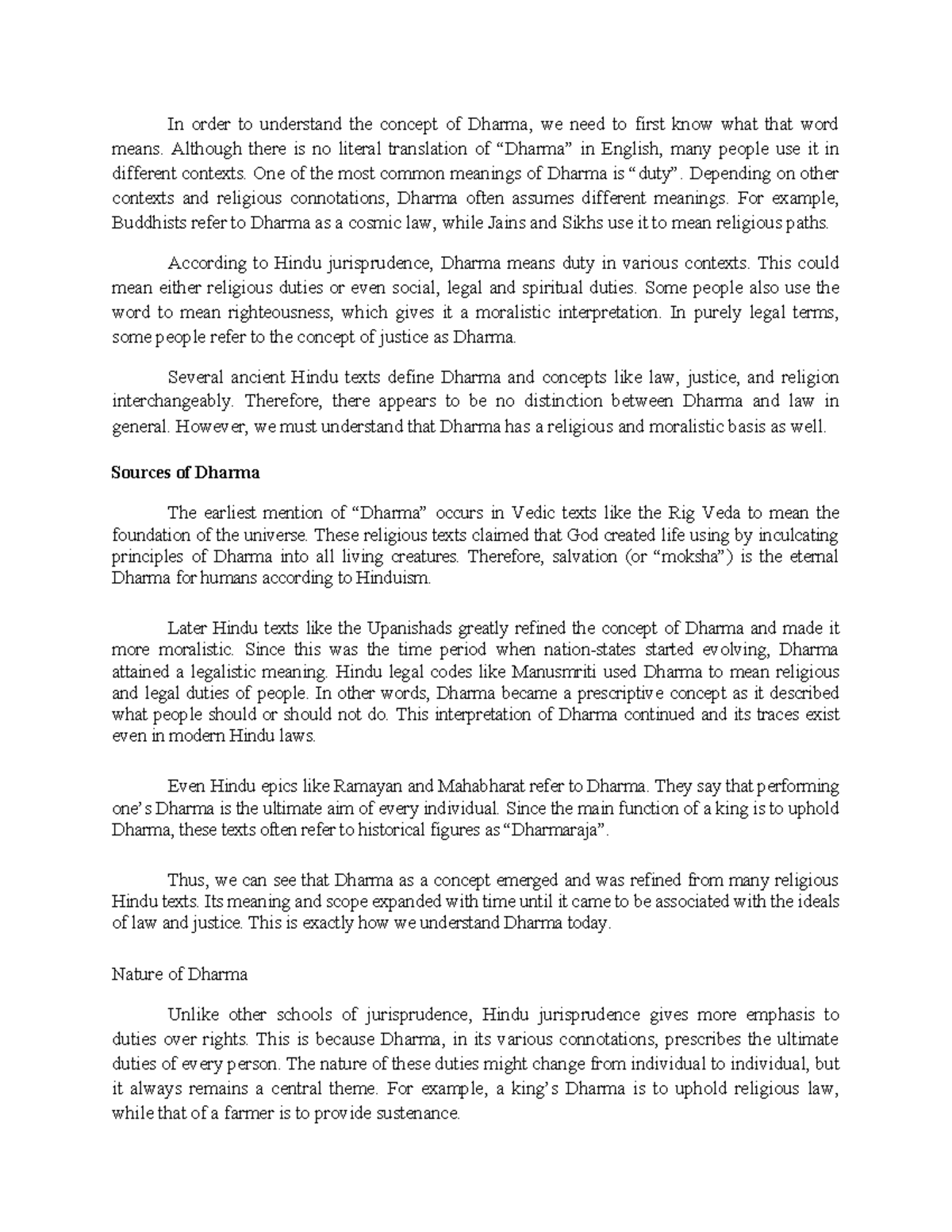 HINDU-1 - Comprehensive Study Notes on Dharma & Hindu Law Concepts ...